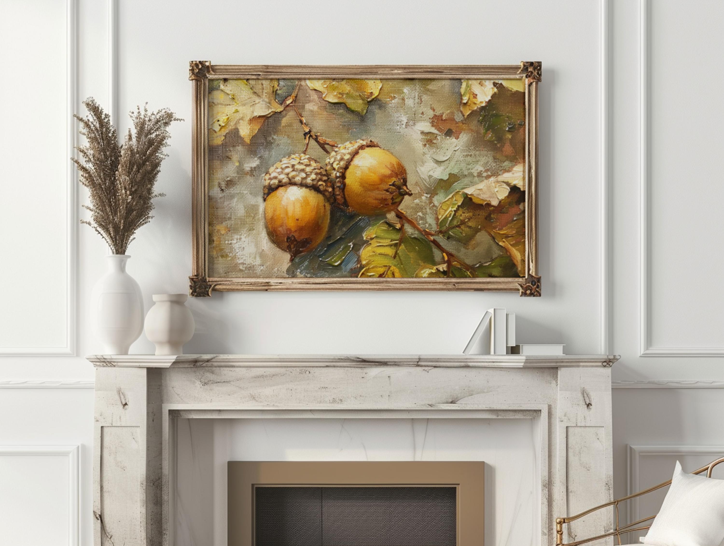 Fall Acorn Wall Art Acorn Print Vintage Autumn Landscape Painting ...