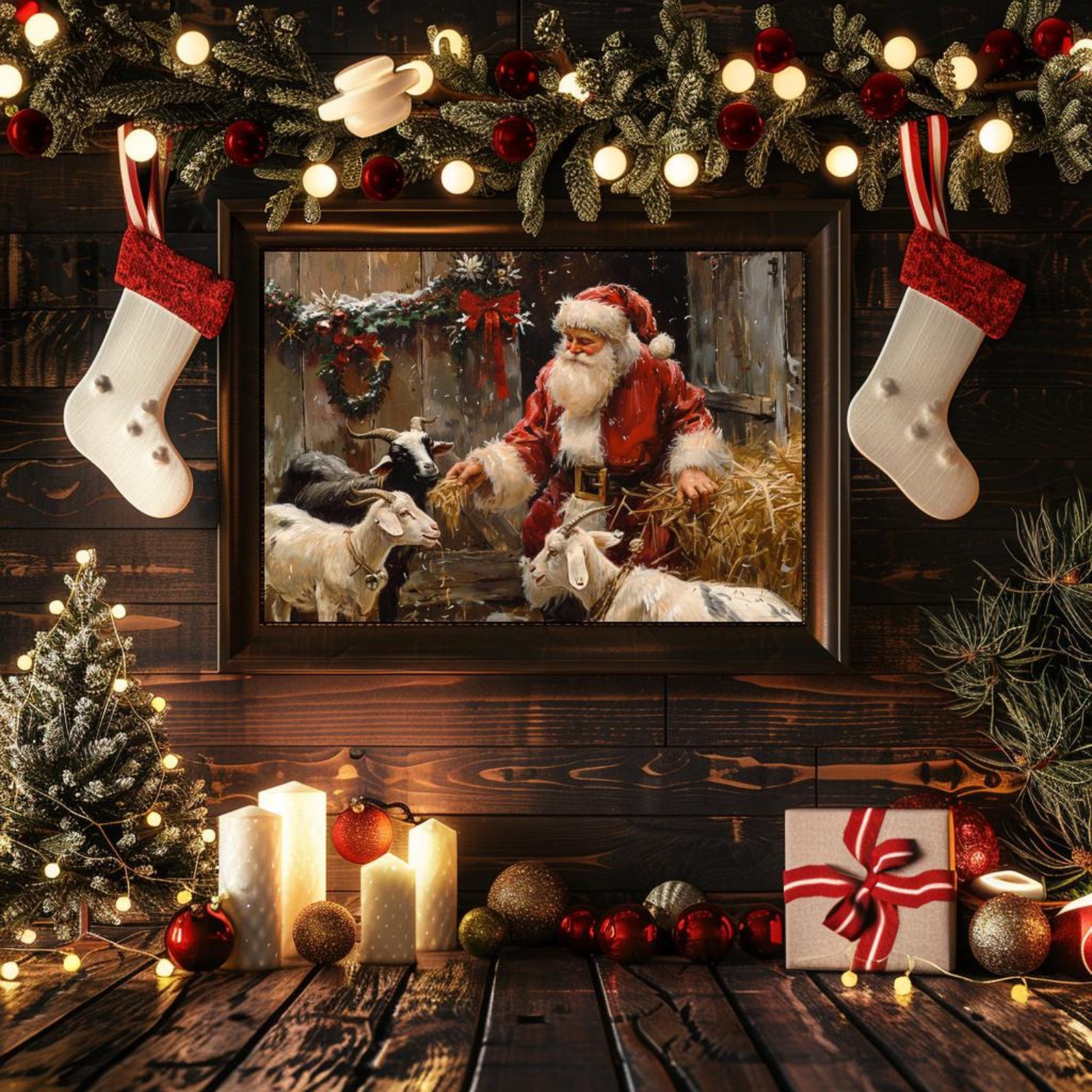 Santa Farm Wall Art Set of 8 Santa Farm Print Christmas Farm Art ...