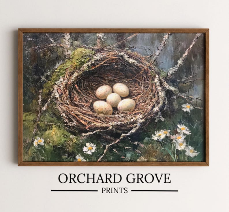 Cottagecore Bird Art Birds Nest Vintage Bird Painting Cottagecore ...