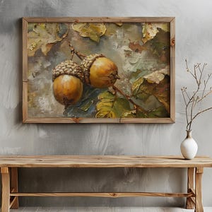 Fall Acorn Wall Art Acorn Print Vintage Autumn Landscape Painting ...