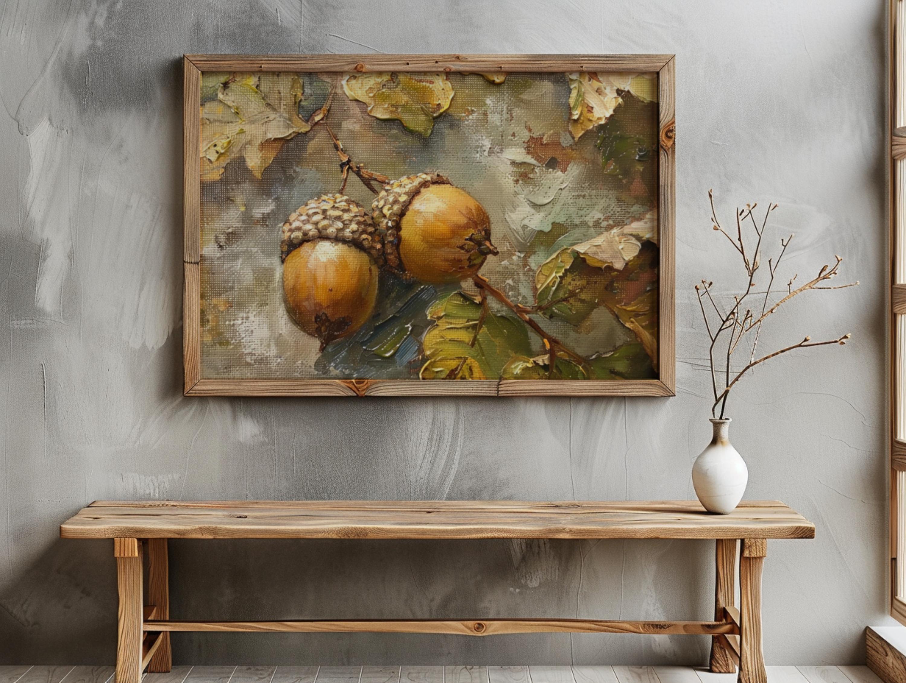 Fall Acorn Wall Art Acorn Print Vintage Autumn Landscape Painting ...