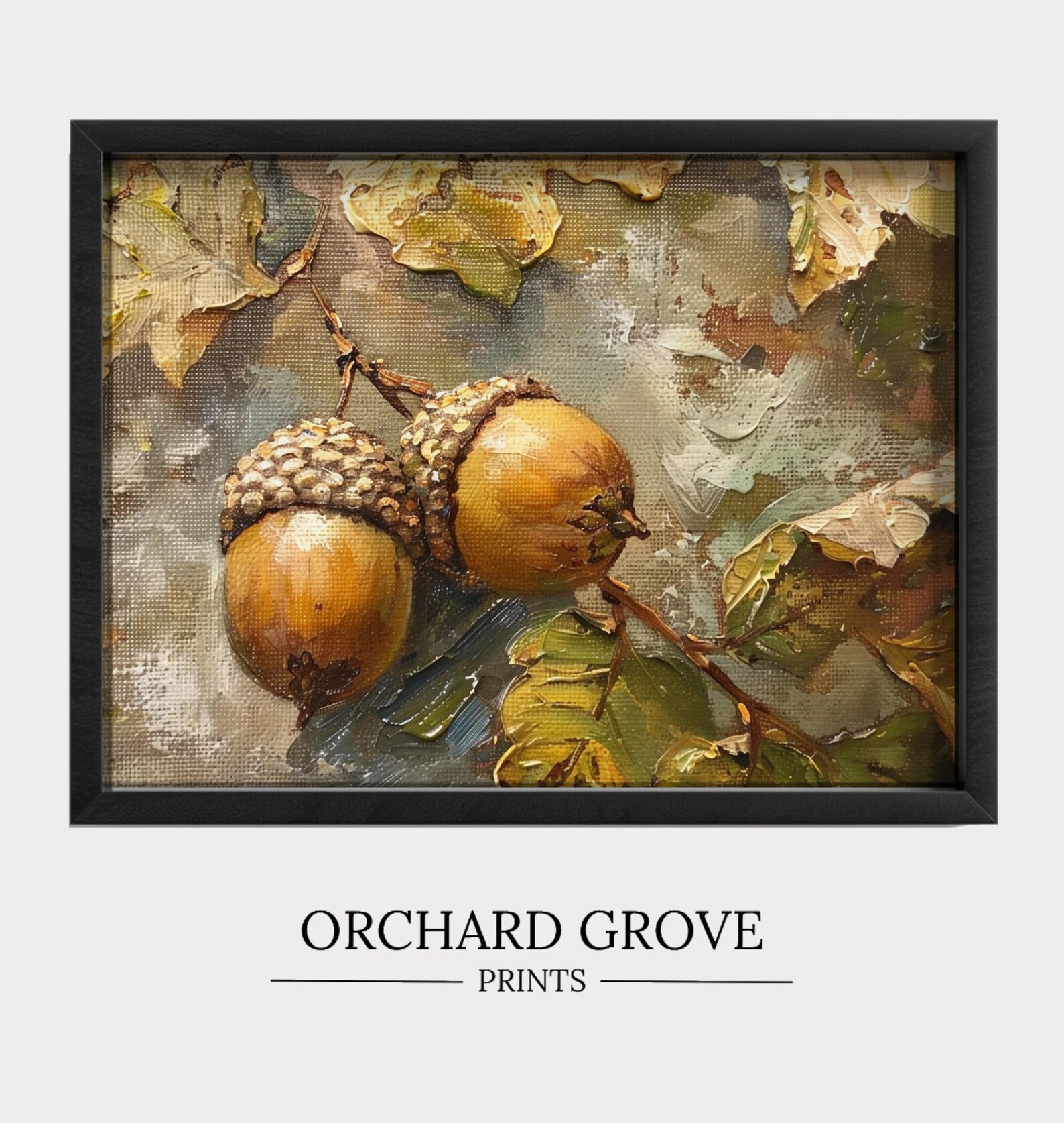 Fall Acorn Wall Art Acorn Print Vintage Autumn Landscape Painting ...