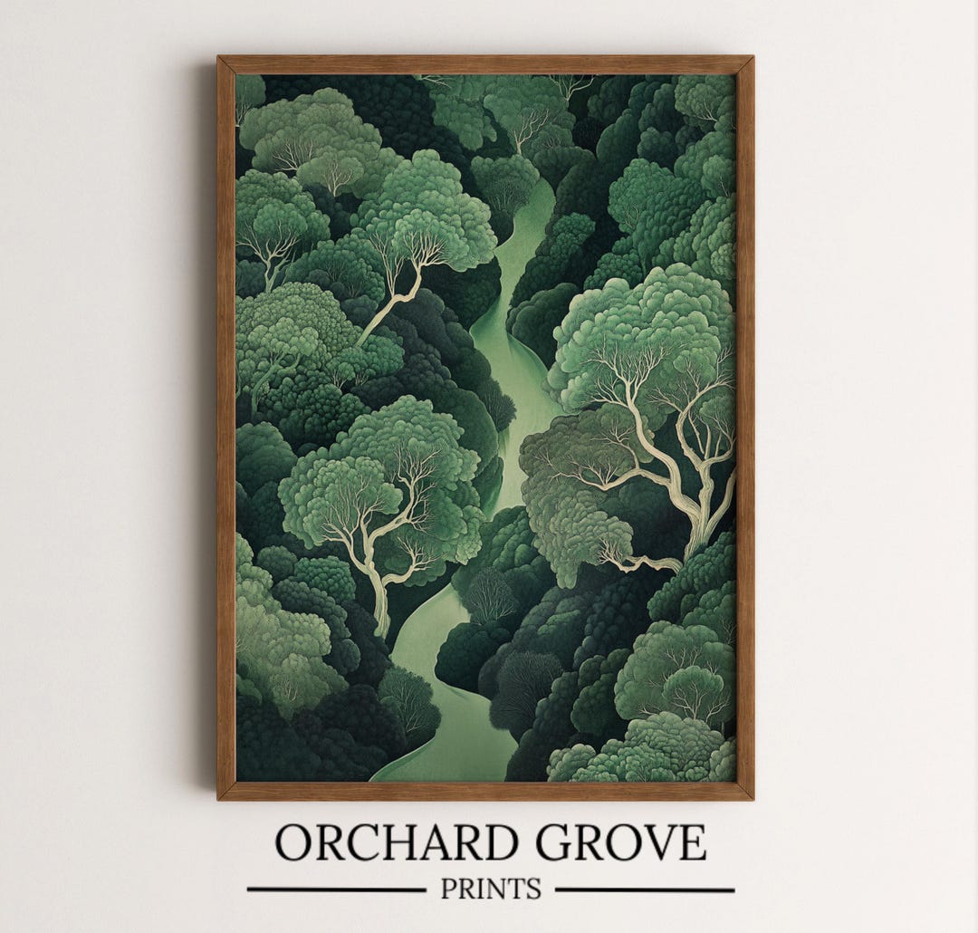 Japandi Forest Art Sage Green Wall Art Sage Forest Art Sage Forest ...