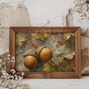 Fall Acorn Wall Art Acorn Print Vintage Autumn Landscape Painting ...