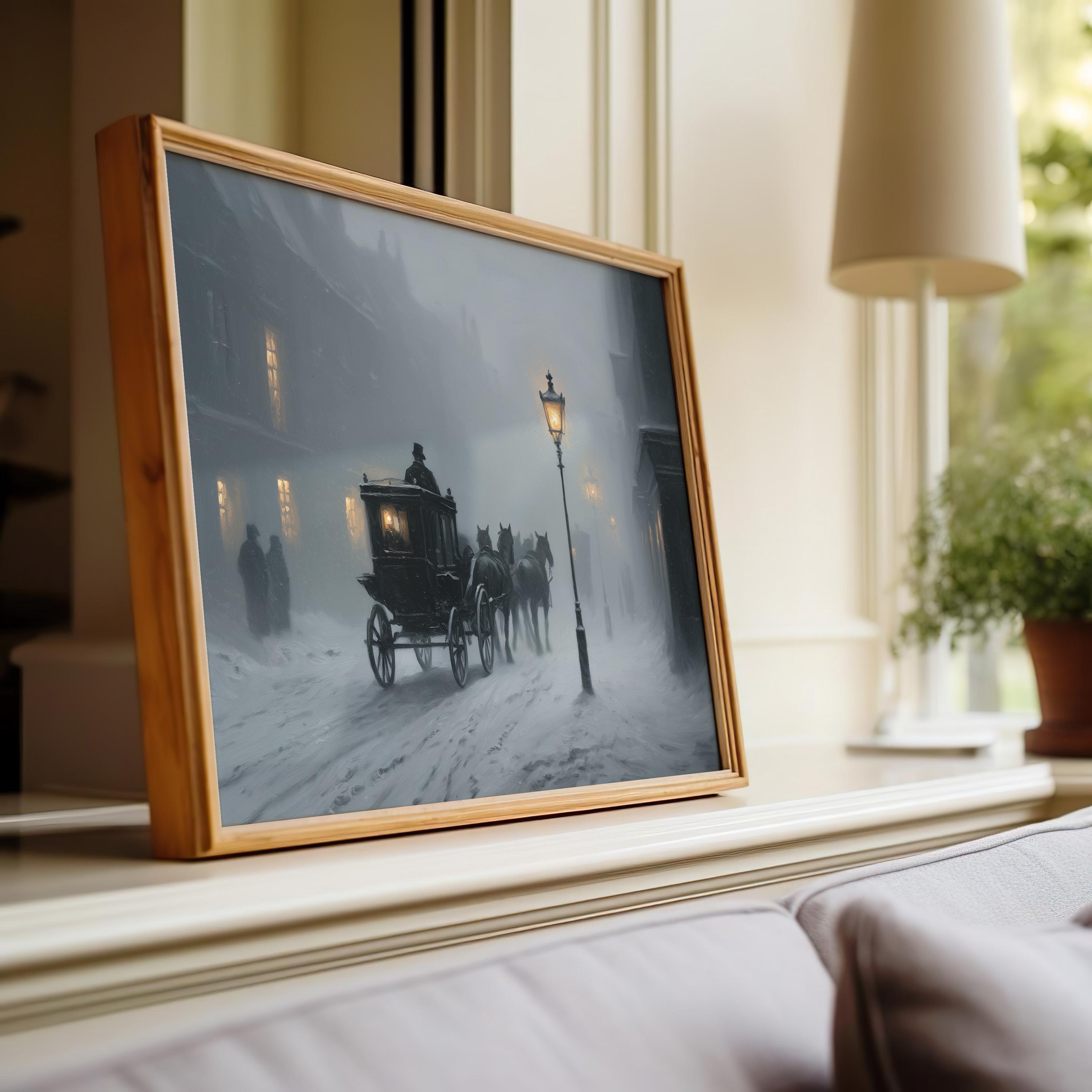 Victorian Winter Print, Dark Moody Christmas Wall Art, Rustic Vintage ...