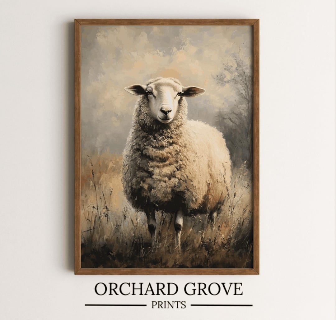 Vintage Sheep Wall Art Sheep Print Cottagecore Wall Art Moody Farmhouse ...
