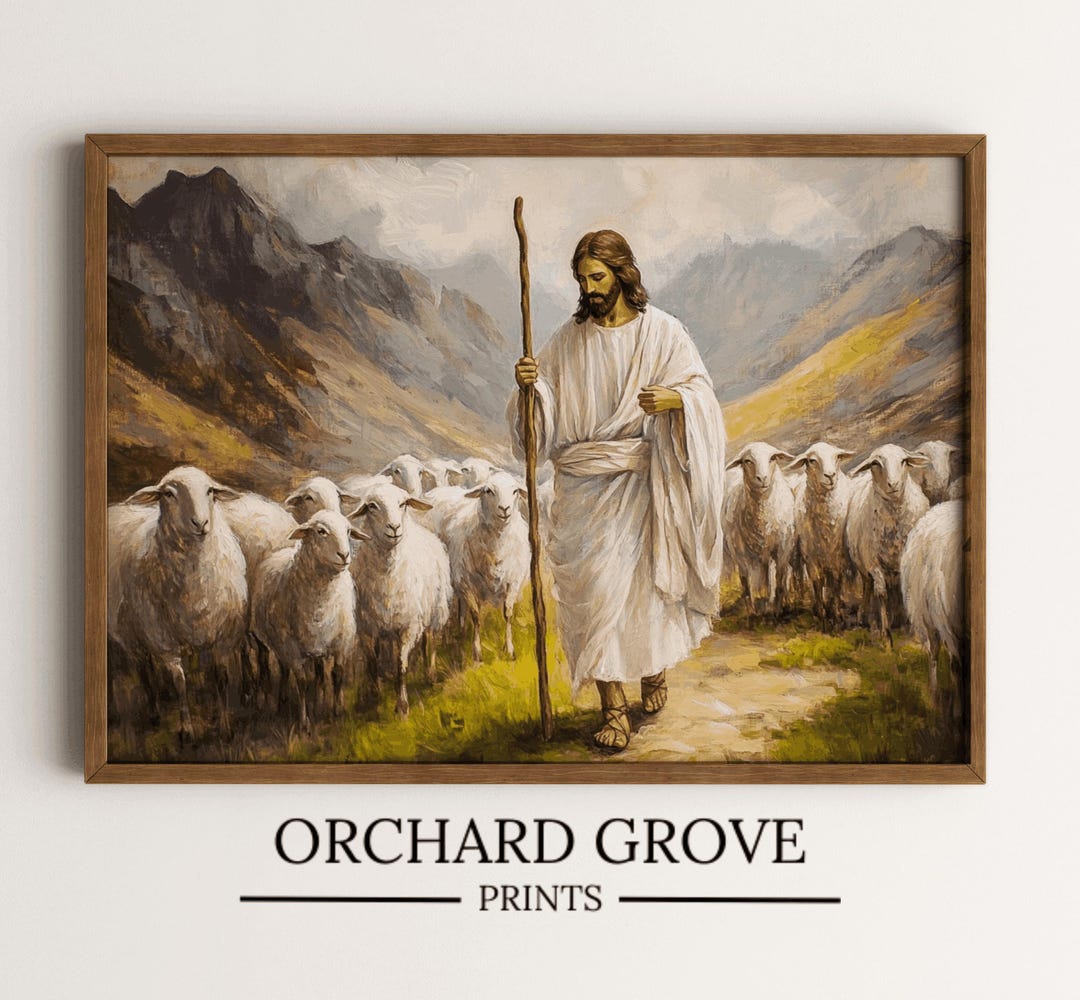 Jesus Sheep Wall Art Jesus Shepherd Painting Jesus Good Shepherd Art ...