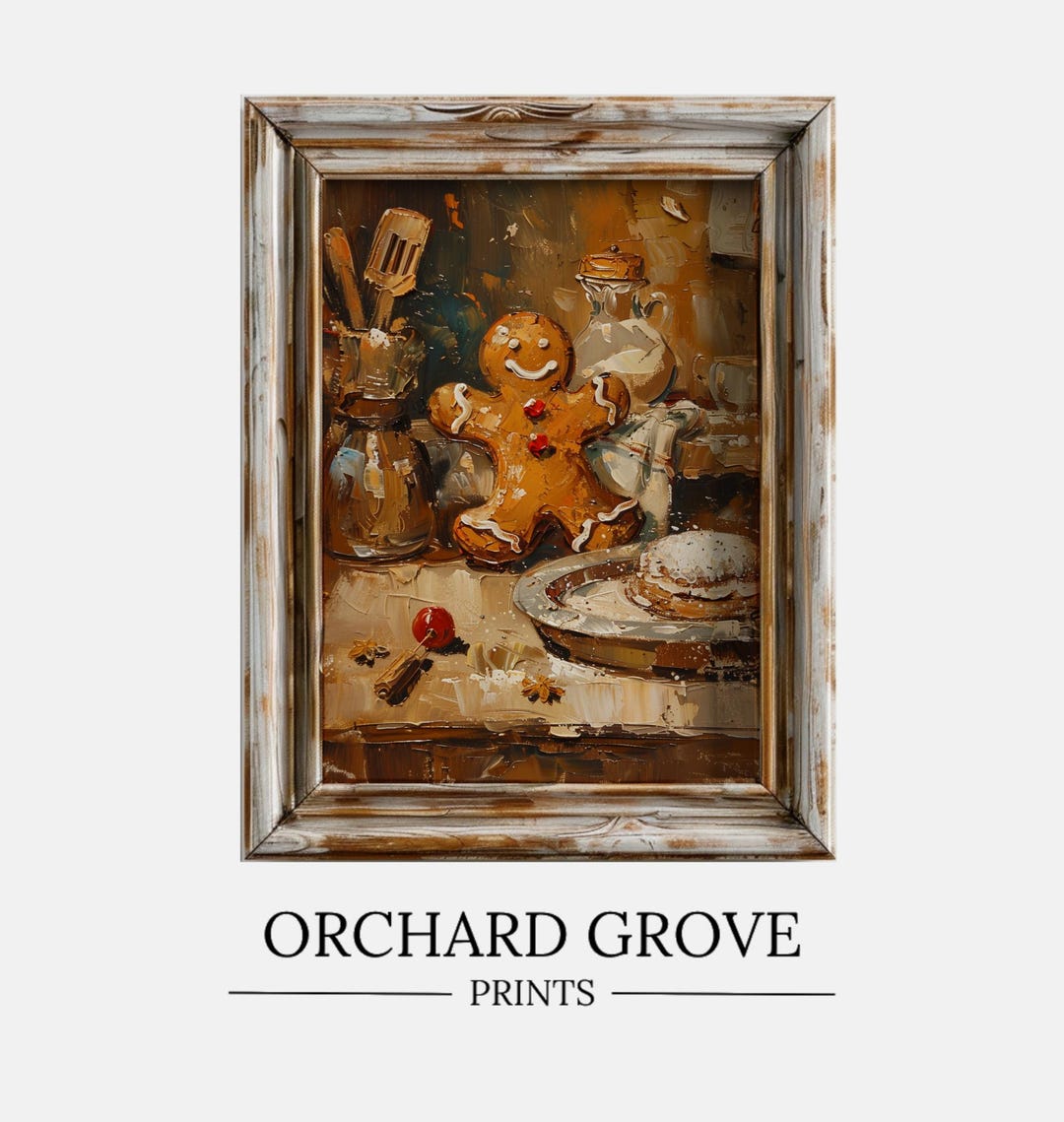 Gingerbread Man Wall Art Vintage Christmas Wall Art Christmas Cookies ...