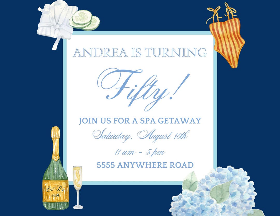 Spa Day Birthday Party/girls Trip Physical Invitation Fully ...