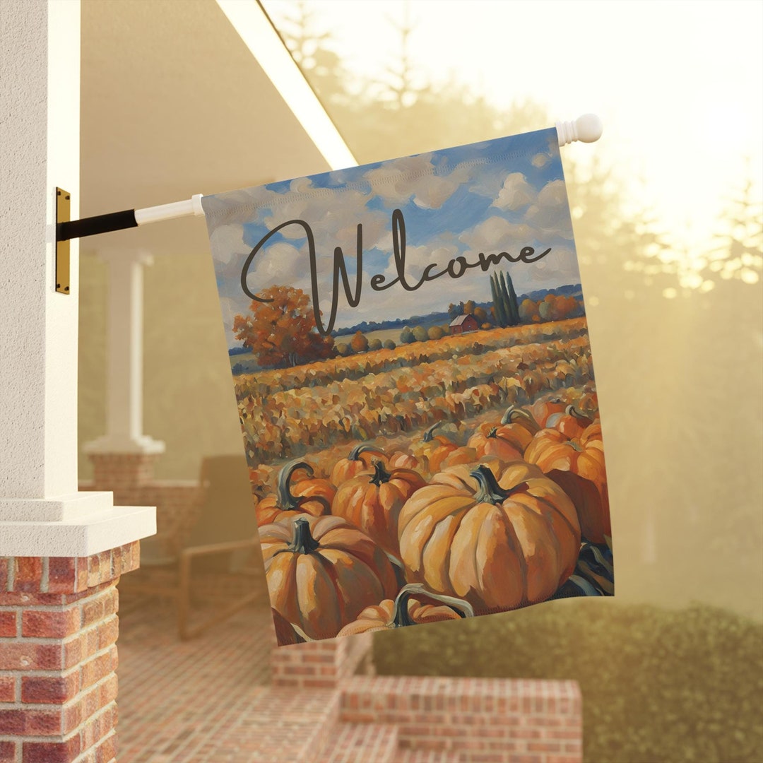 Fall Welcome Flag, Autumn Welcome Flag, Fall Pumpkin Flag, Fall Yard ...
