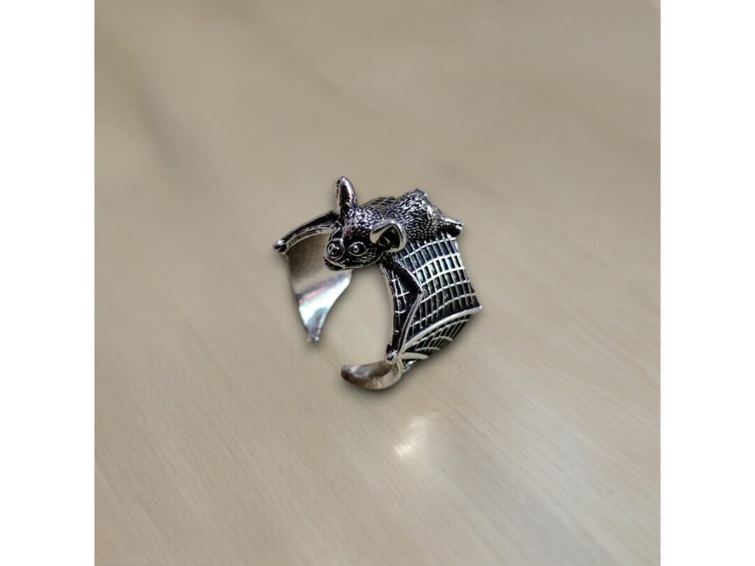 Dark Academia Bat Ring: Vintage-inspired Adjustable Jewelry - Etsy