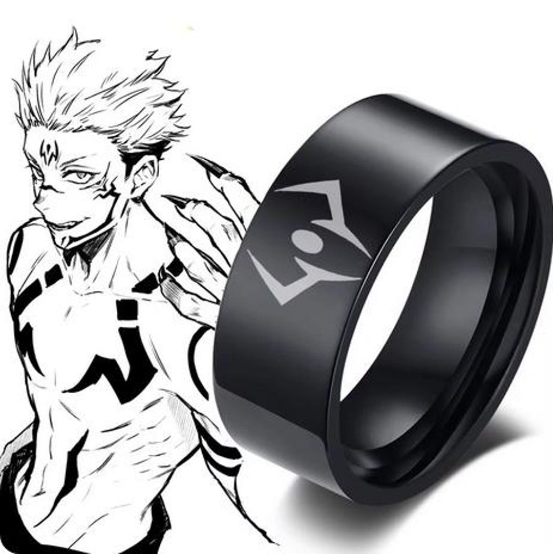 Anime Jujutsu Kaisen Ryōmen Sukuna Ring Unisex Black Dead Eye Cosplay ...
