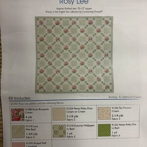 Quilt Kit rosy Lee Finished 95 1/2 Square 11 Yds of Coordinating ...