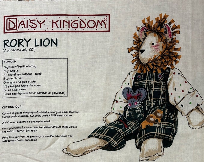 Fabric Panel: rory Lion Doll by Daisy Kingdom for Cranston Print Works ...