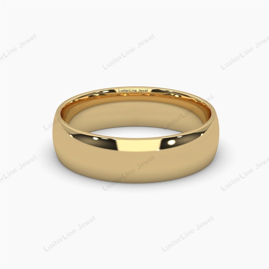 14K Solid Gold Band, Simple Wedding Band, Plain Engagement Band ...