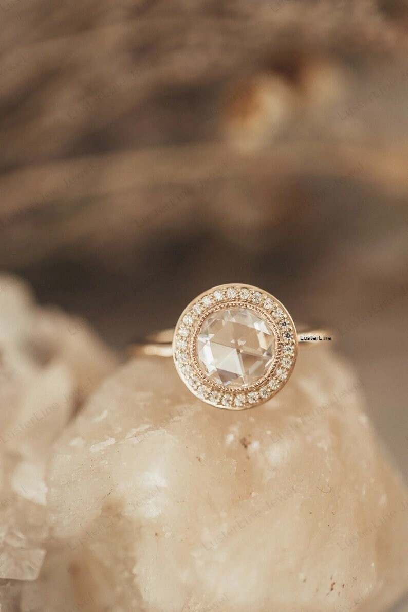 Full Milgrain Bezel Set Wedding Ring, 2.0 CT Round Cut Moissanite ...