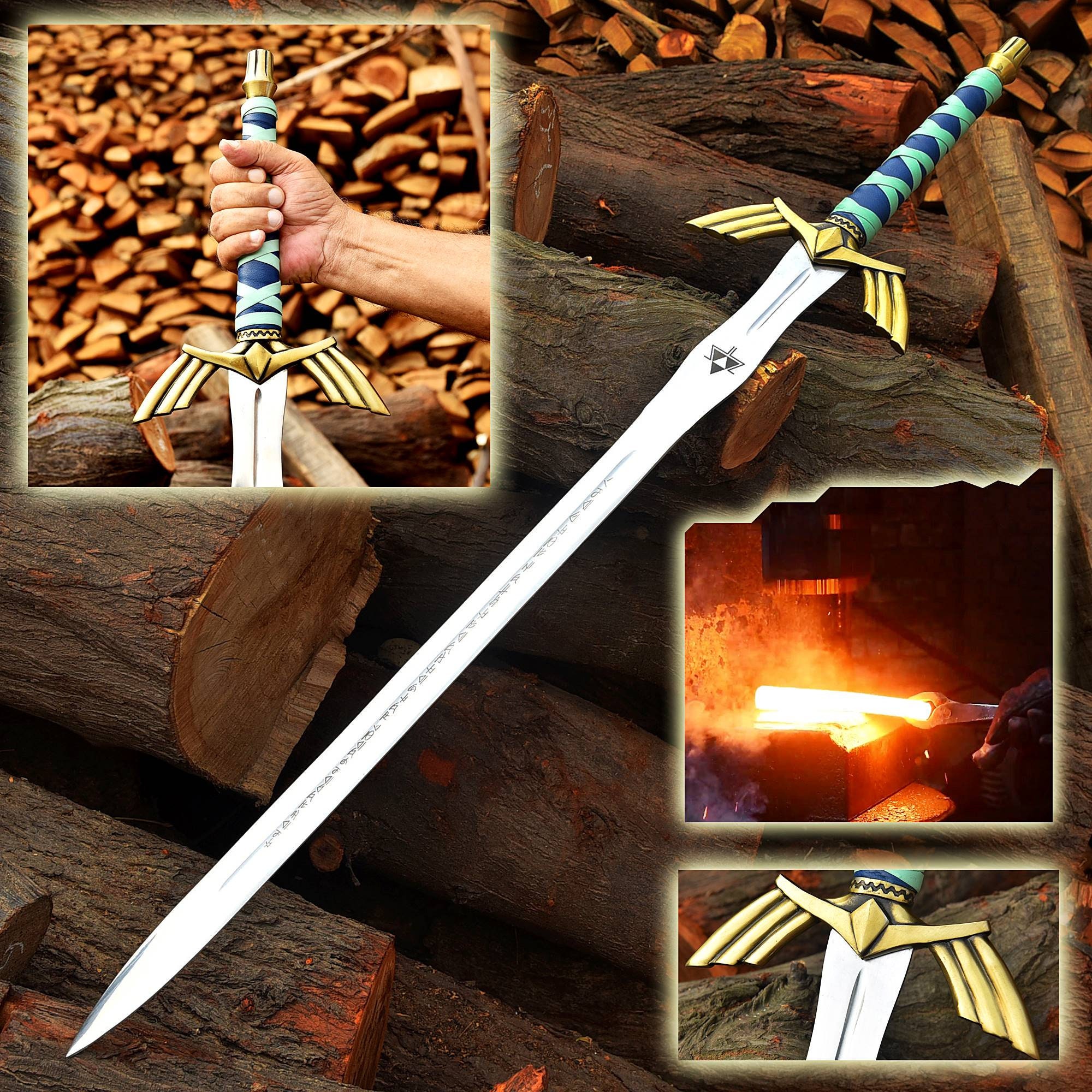 Viking Zelda Sword Beautiful Stainless Steel Etching Blade Metal Handle ...