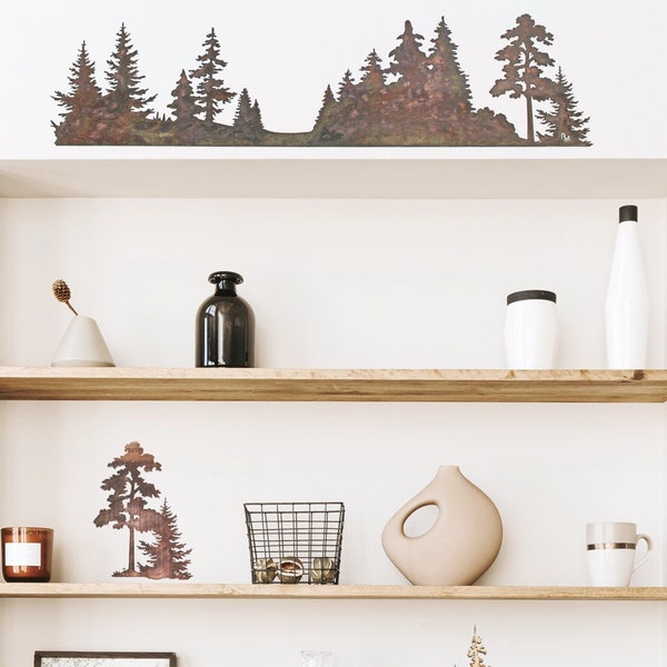 Luxury Metal Pine Tree Above Double Door Decor Large Copper Tree Scene ...