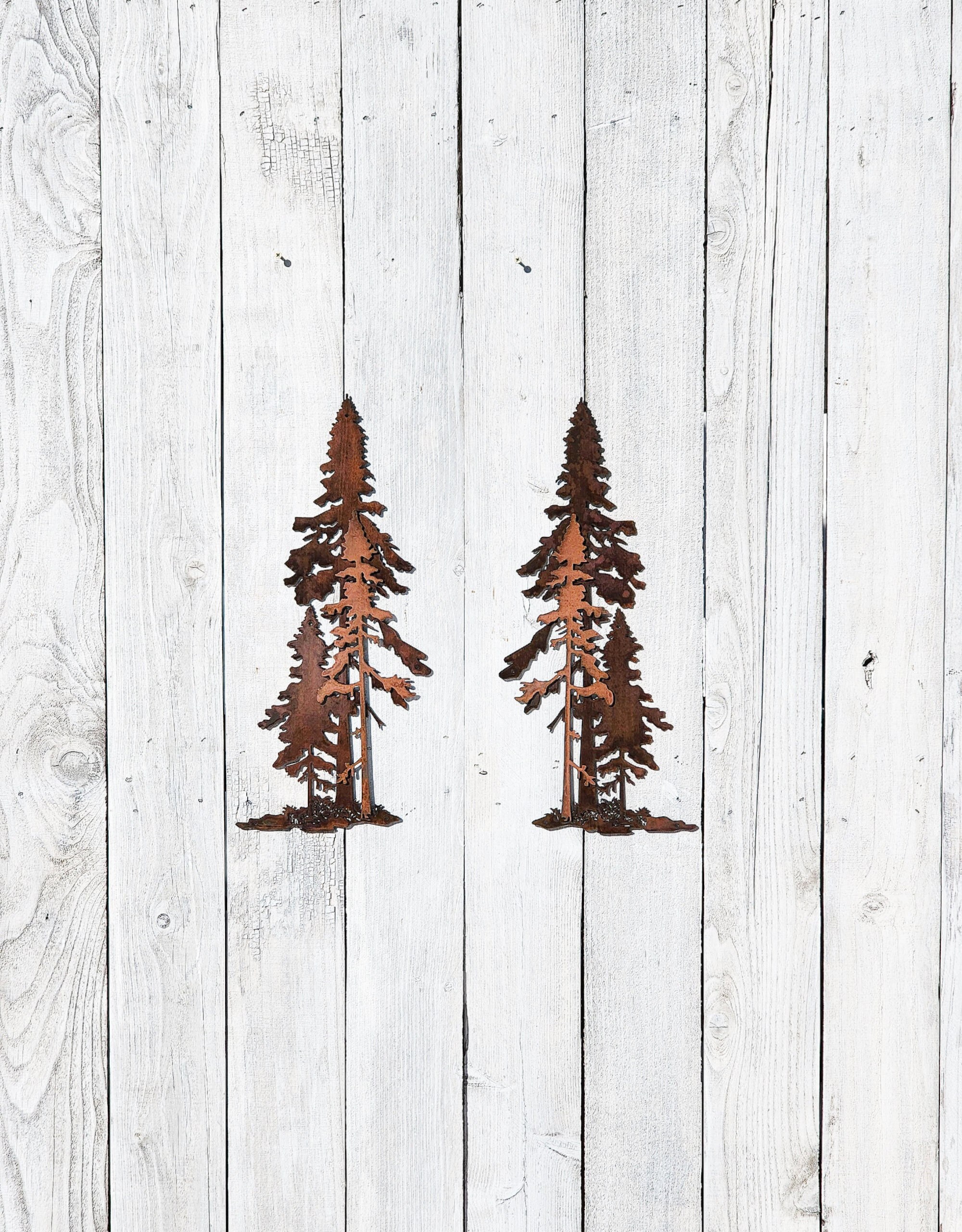 3D Pine Tree Trio Wall Art Set Luxury Metal Wall Art Modern Tree Living ...