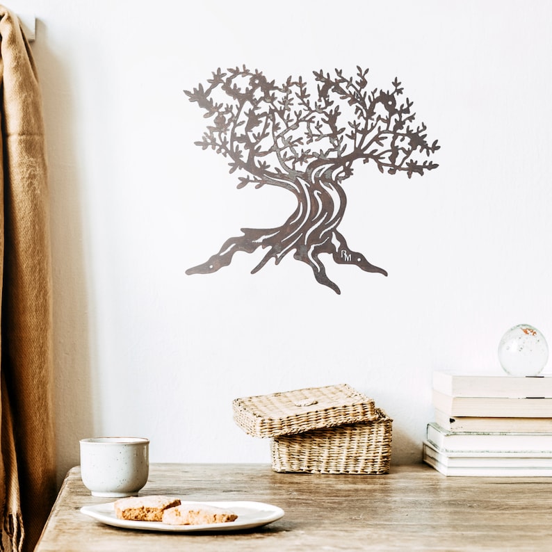 Detailed Olive Tree Luxury Metal Wall Hanging Modern Metal Olive Tree ...