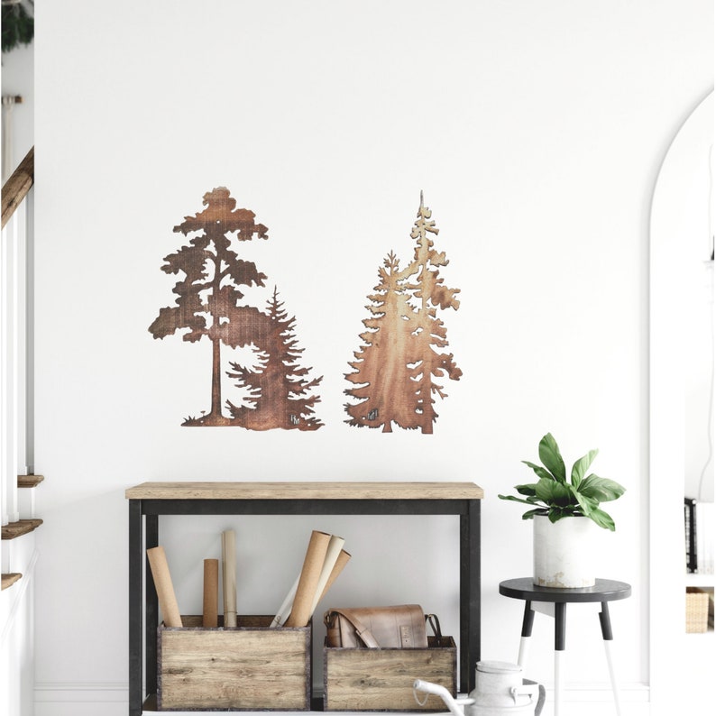 Vintage Tree Wall Art Set Modern Tree Scene Set for Wall Metal Wall Art ...