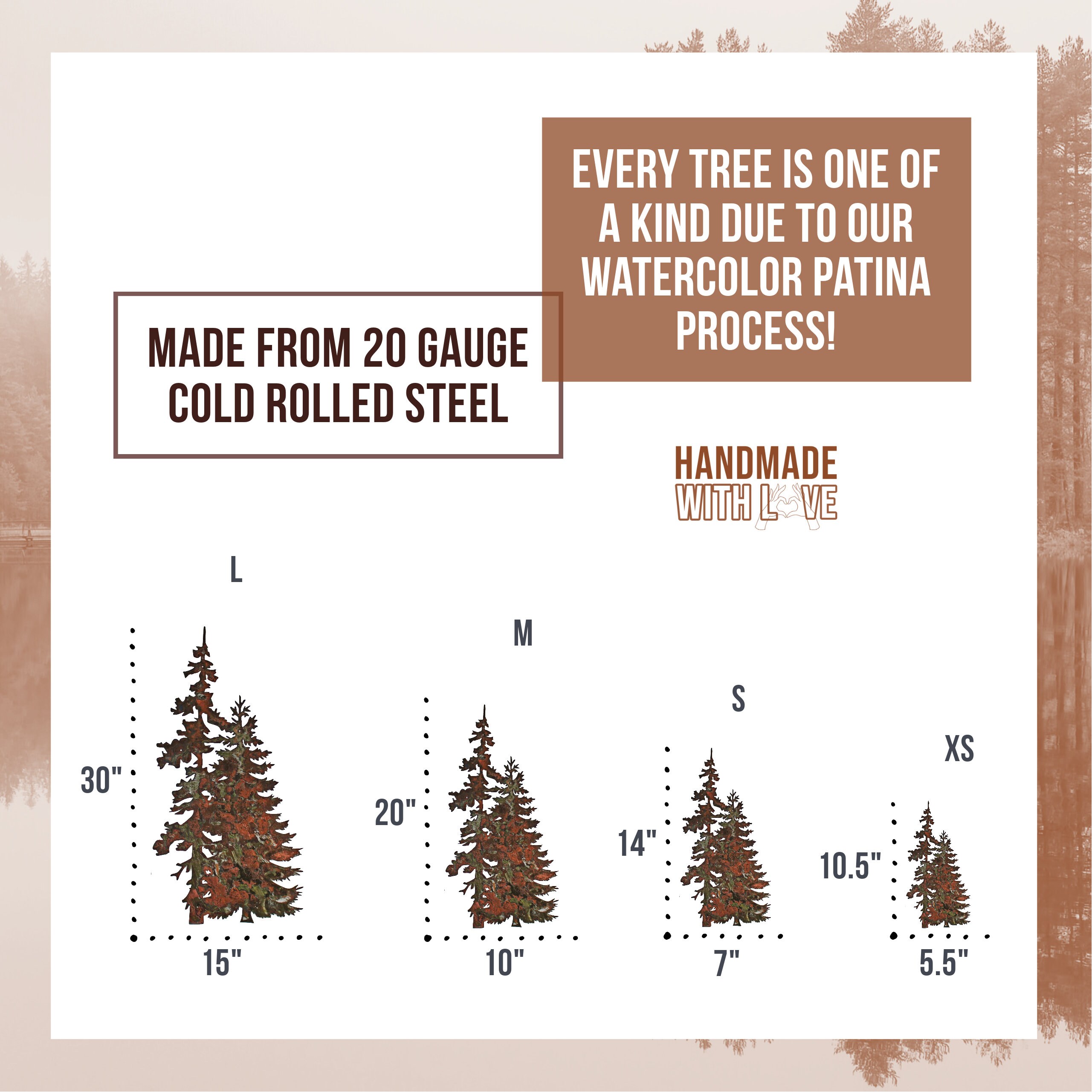 Copper Pine Tree Wall Art Large Modern Tree Wall Hanging Rustic Metal ...