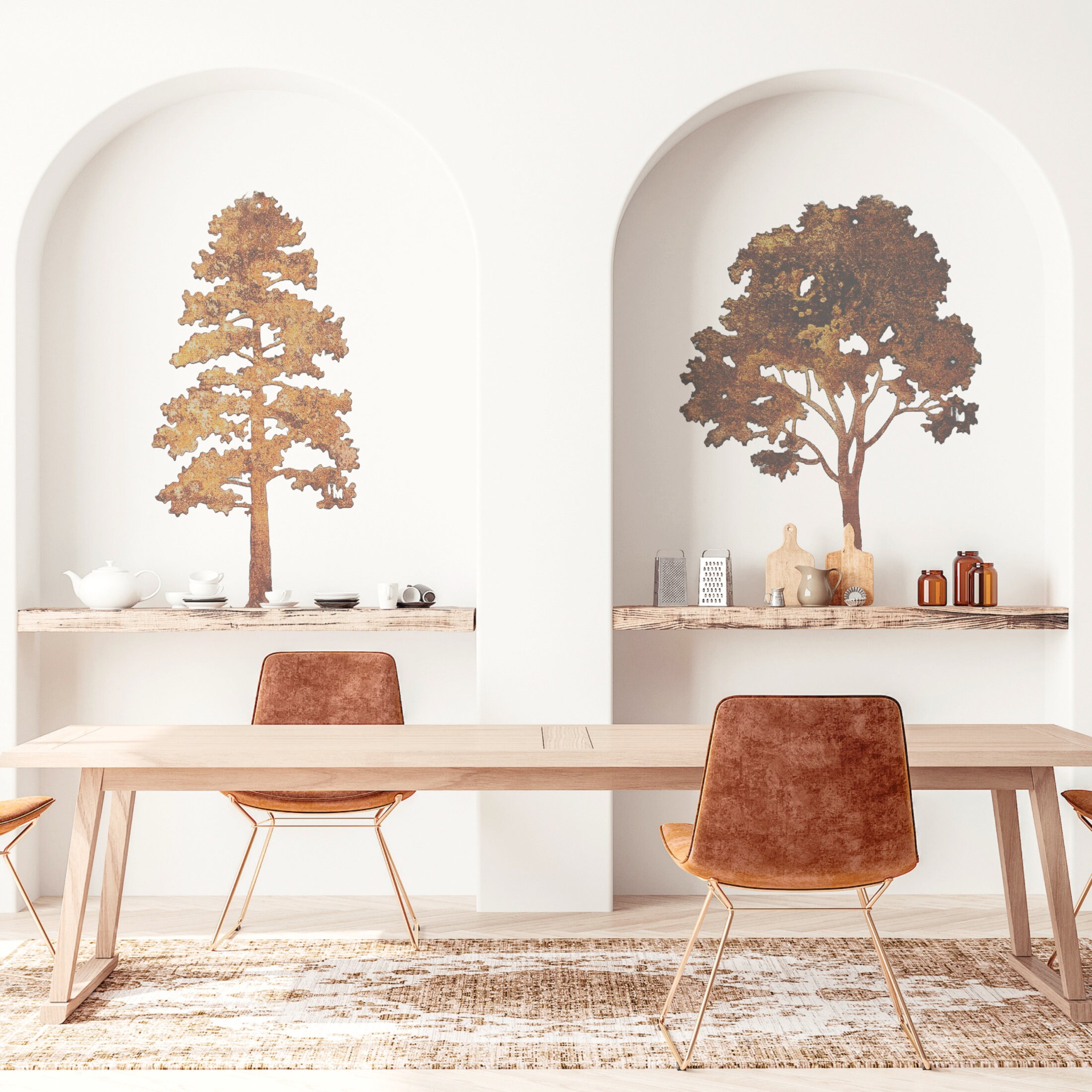 Copper Maple Tree Wall Decor Nature Inspired Metal Maple Tree Scene ...