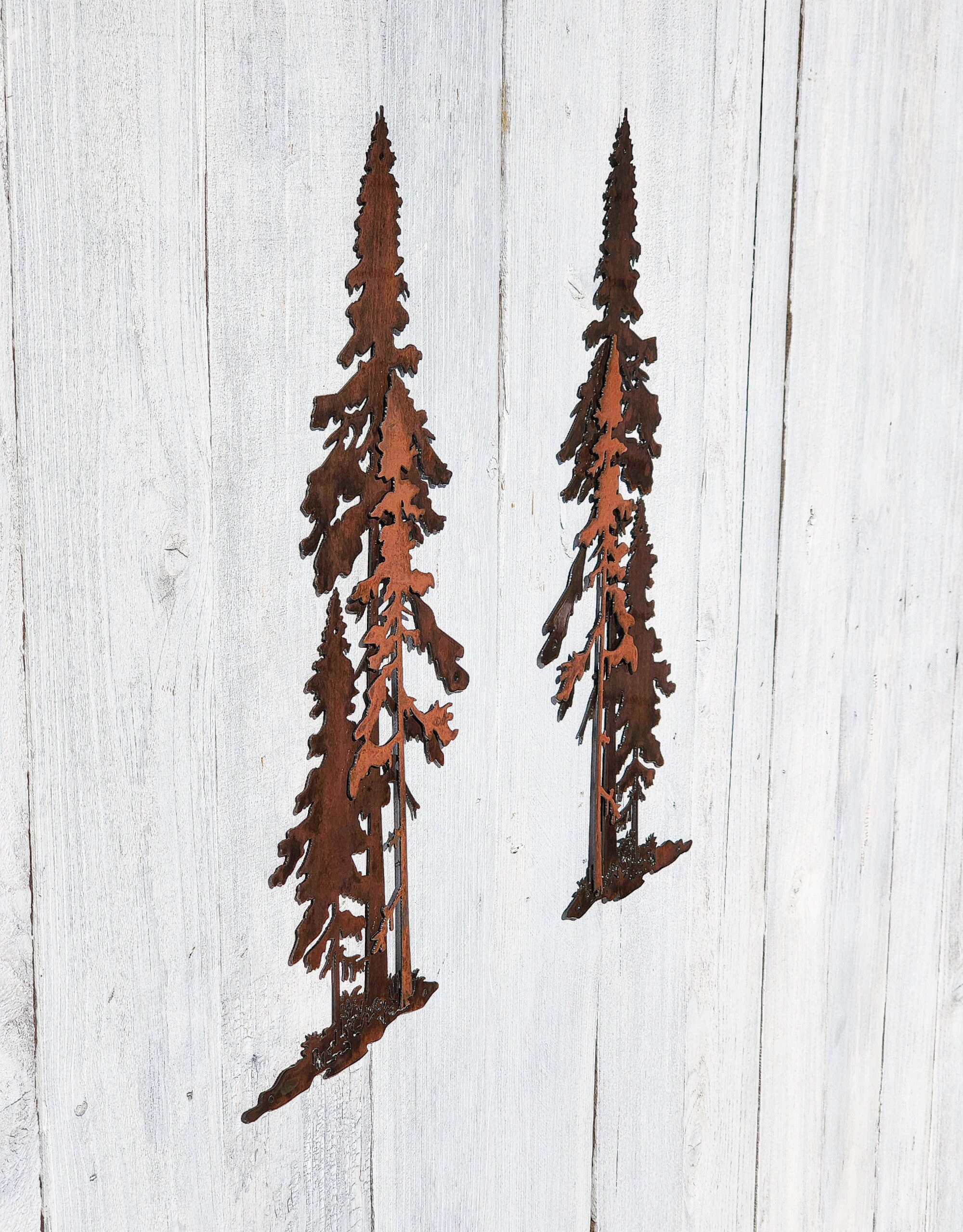 3D Pine Tree Trio Wall Art Set Luxury Metal Wall Art Modern Tree Living ...