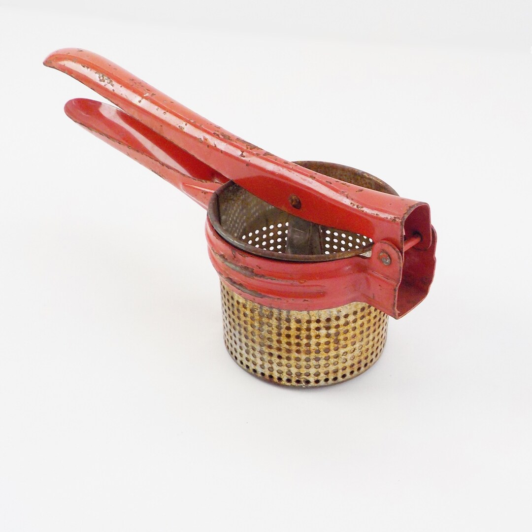 Vintage Metal Hand Held Potato Masher Smasher Red - Etsy
