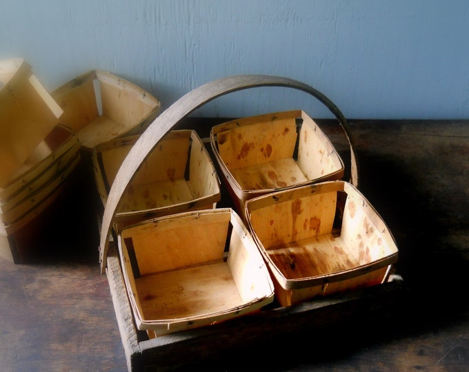 Vintage Wooden Berry Box Tote Basket - Etsy