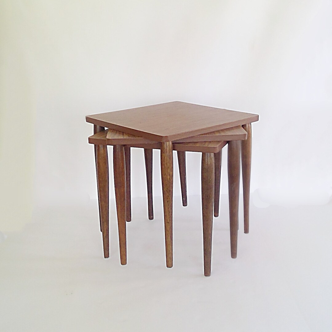 Set of 3 Vintage Formica Accent Table Faux Bois Stack Tables End Tables ...