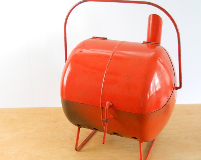 1970's Vintage Portable Grill • Hibachi Orange Cooking Grill - Etsy