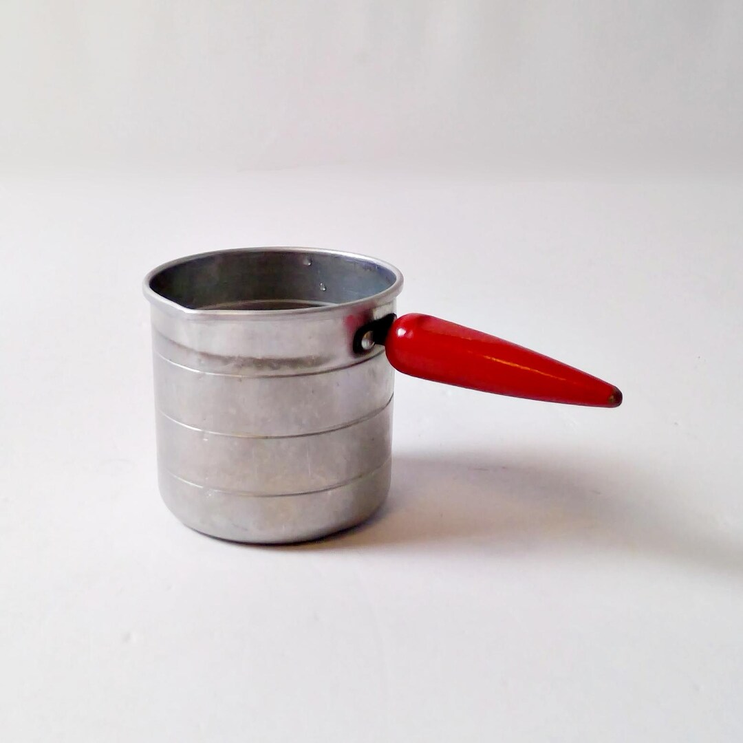 Vintage Metal Measuring Cup With Red Wood Handle - Etsy