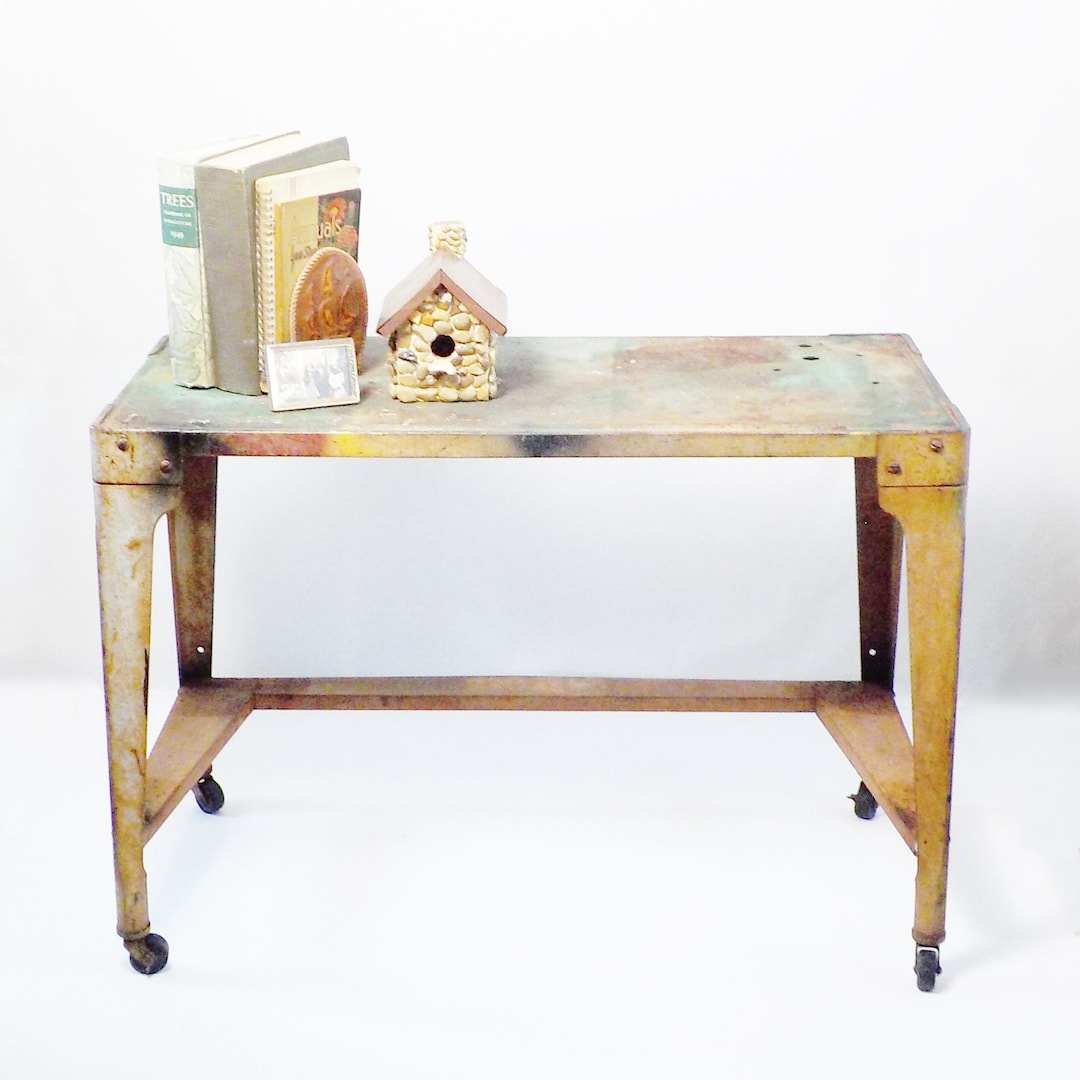 Vintage Metal Work Bench Shop Table Authentic Rusty Industrial - Etsy