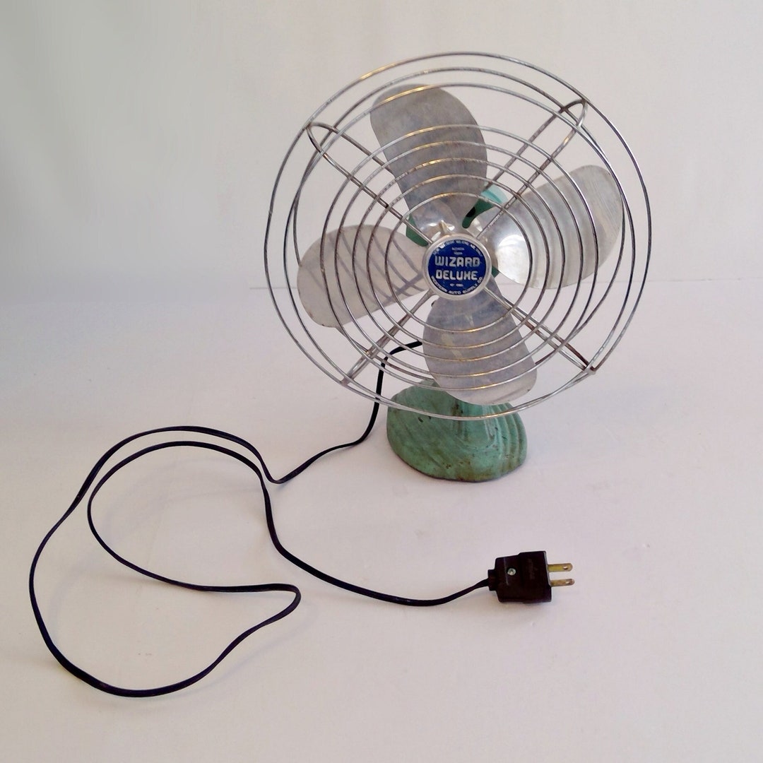 Shabby Vintage Wizard Deluxe Oscillating Metal Fan Blue Silver - Etsy