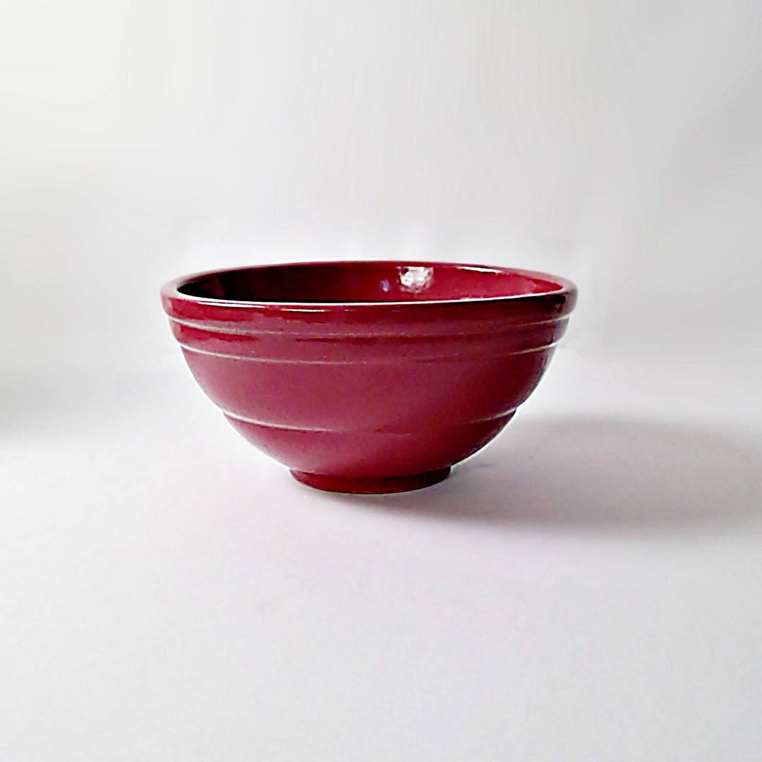 Antique Maroon Stoneware Mixing Bowl Large - Etsy