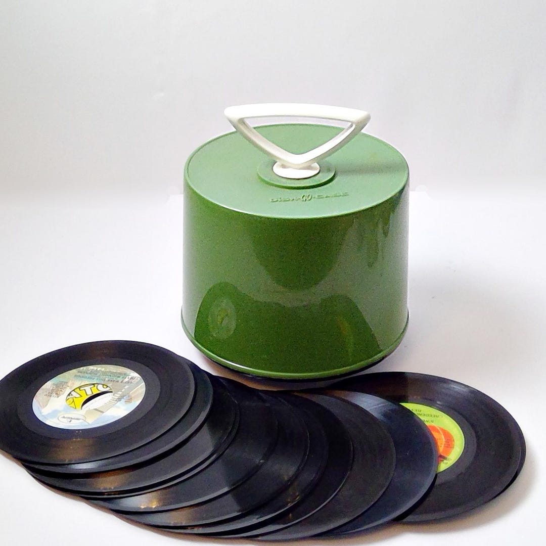 Vintage 45 Record Case Holder Carrier Tote Disk-go-case Green Supronics ...