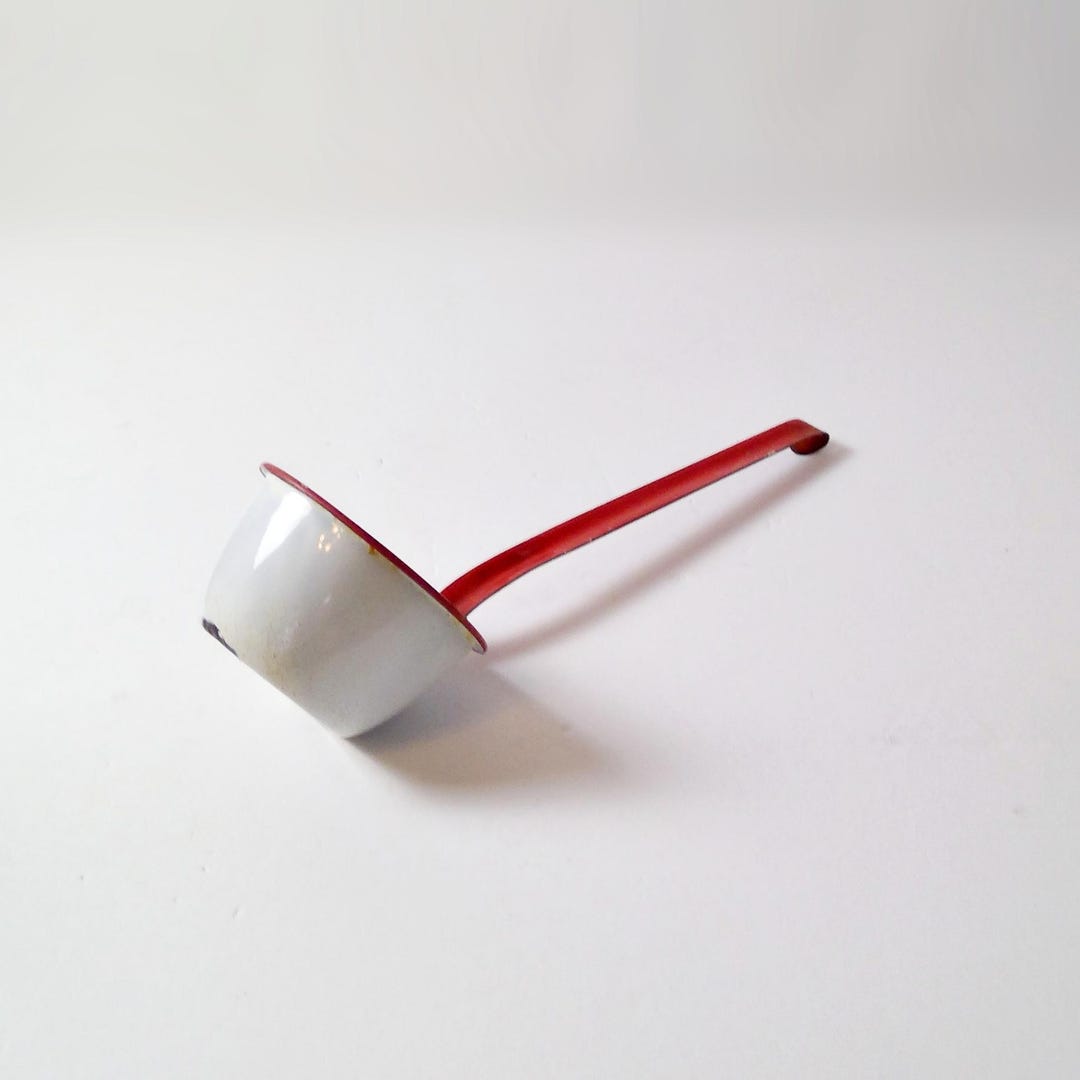 Vintage Enamel Ladle Red and White Enamelware Farmhouse Cottage Rustic ...