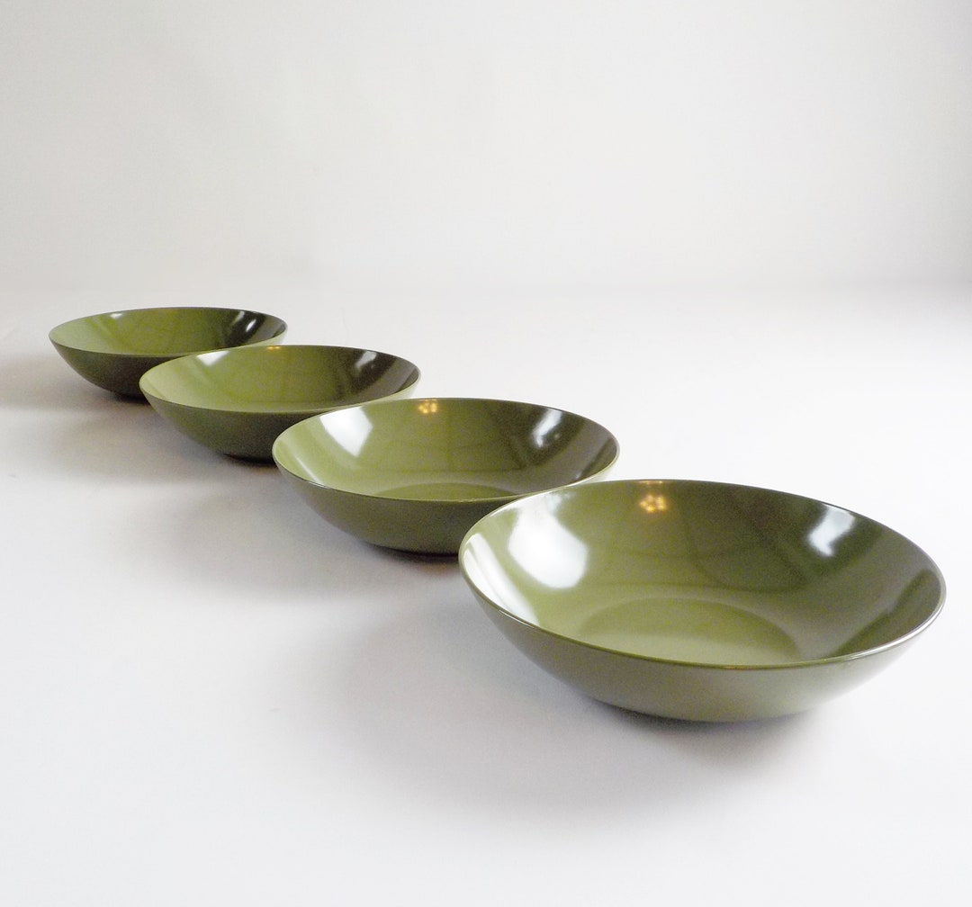 Set of 4 Vintage Royalon Melmac Avocado Green 312 Bowls Dark Green ...