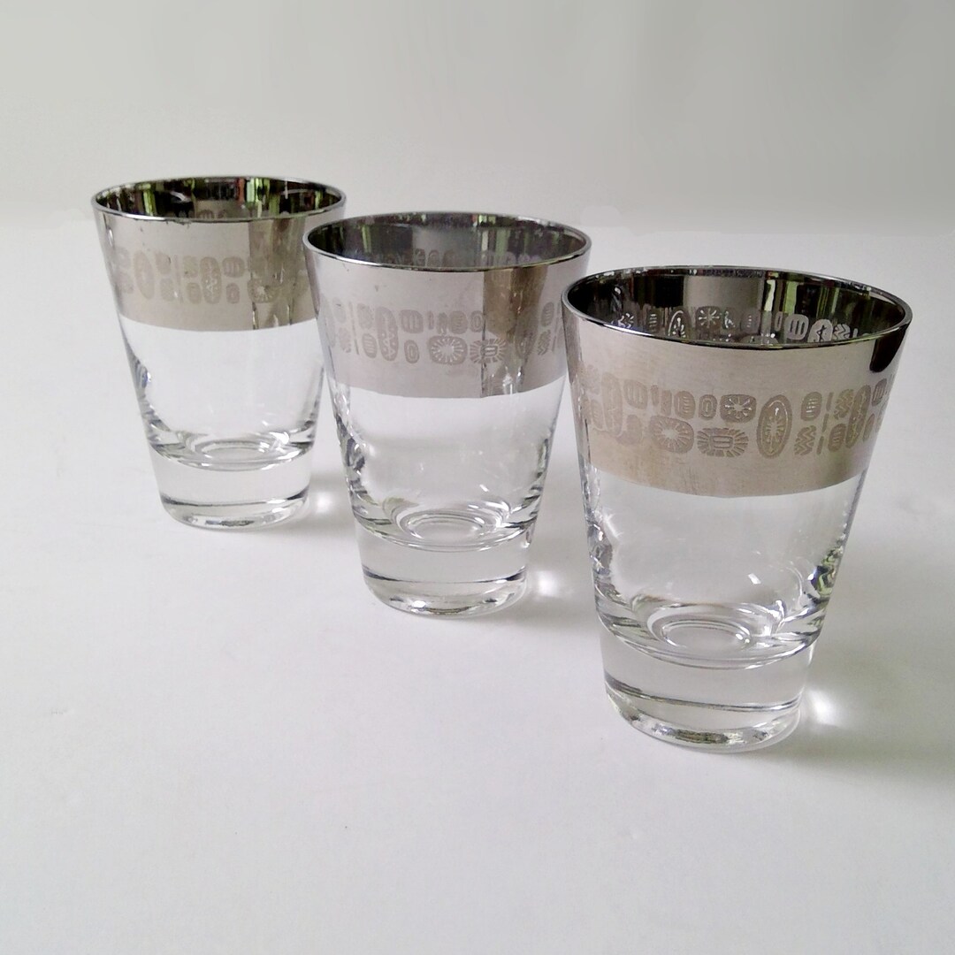 Set of 3 Vintage MCM Temporama by Canonsburg Barware Silver Metallic ...