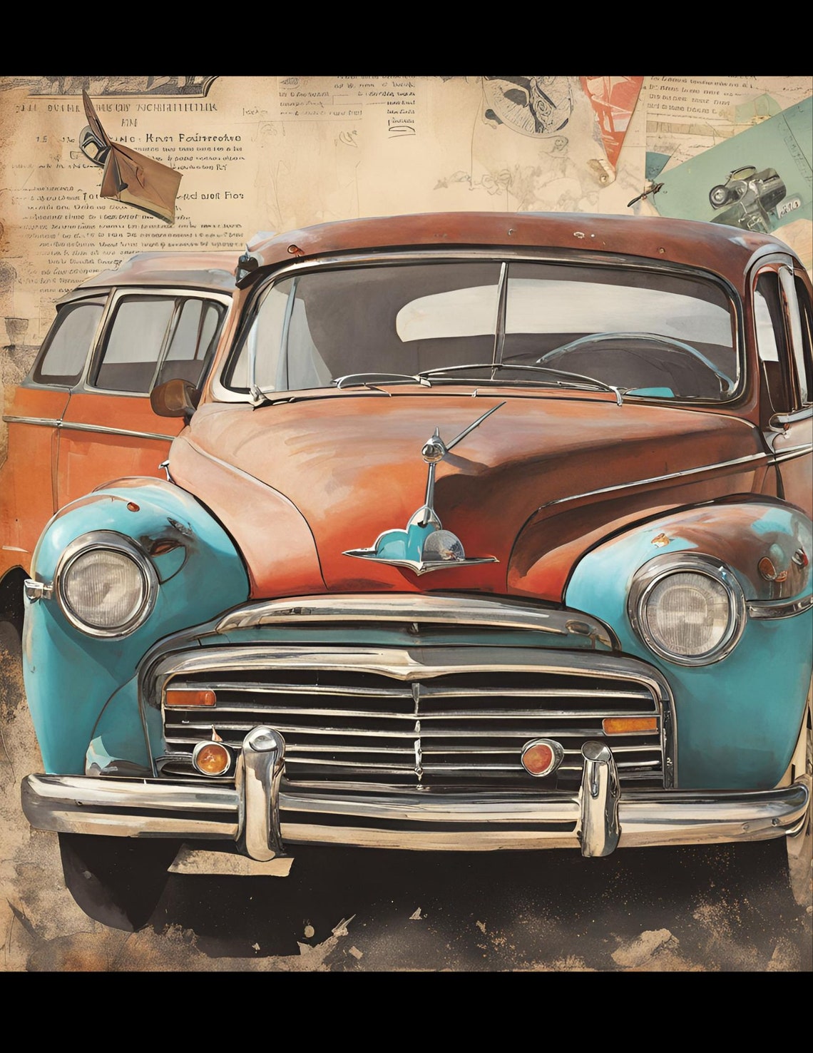 Antique Car Junk Journal Printable Farmable Art,car Lover Pages, Retro ...