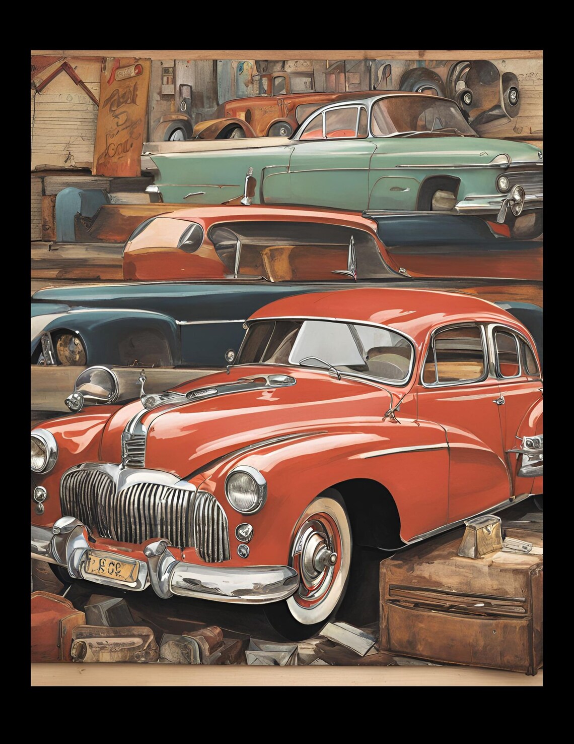 Antique Car Junk Journal Printable Farmable Art,car Lover Pages, Retro ...