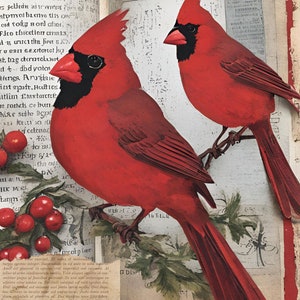 Cardinal Junk Journal Pages: Bird Scrapbook Prints (digital Download ...