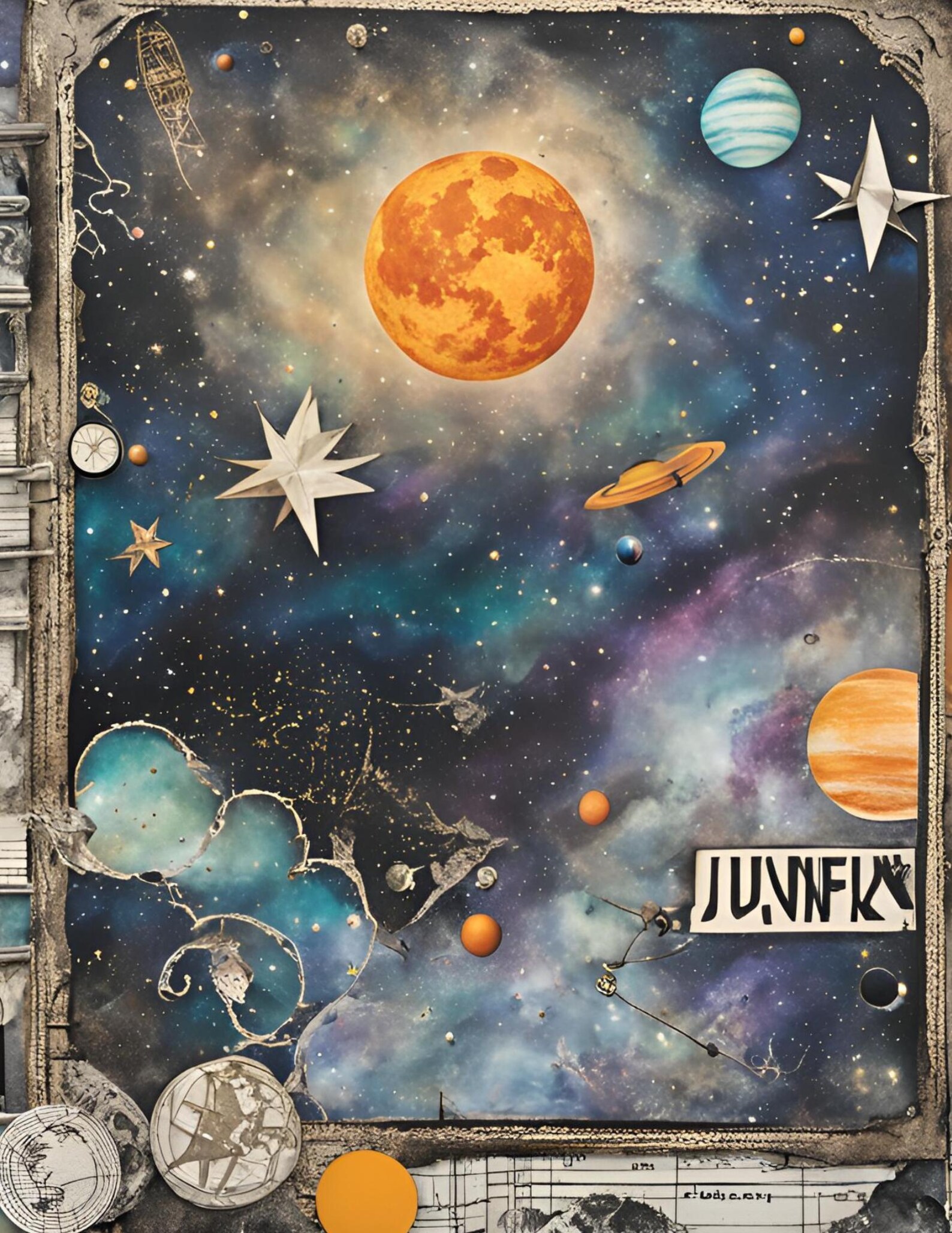 Celestial Scrapbook Paper: Moon, Planets, Sun Prints (digital Download ...