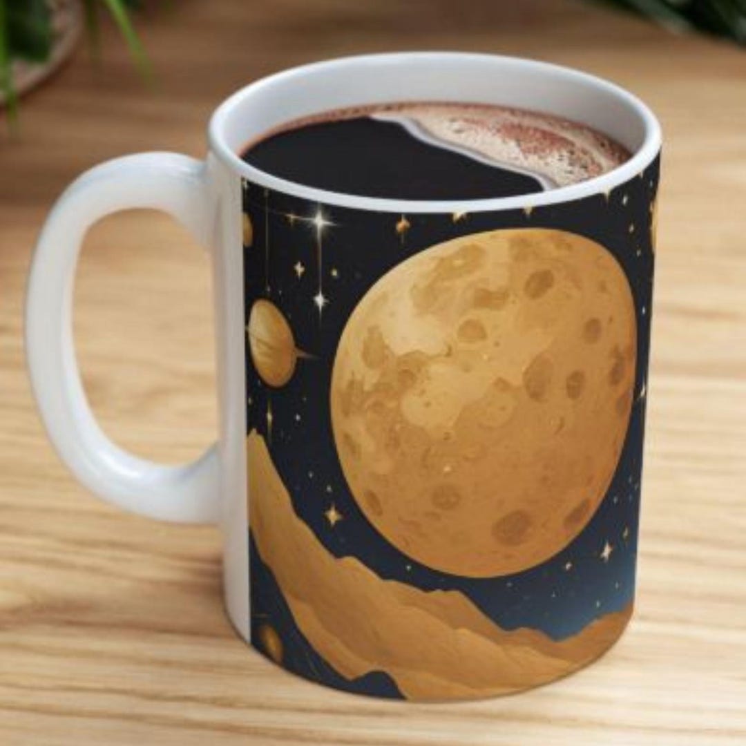 Celestial Landscape Ceramic Mug, Moon Lovers Gift, Celestial Coffee Cup ...
