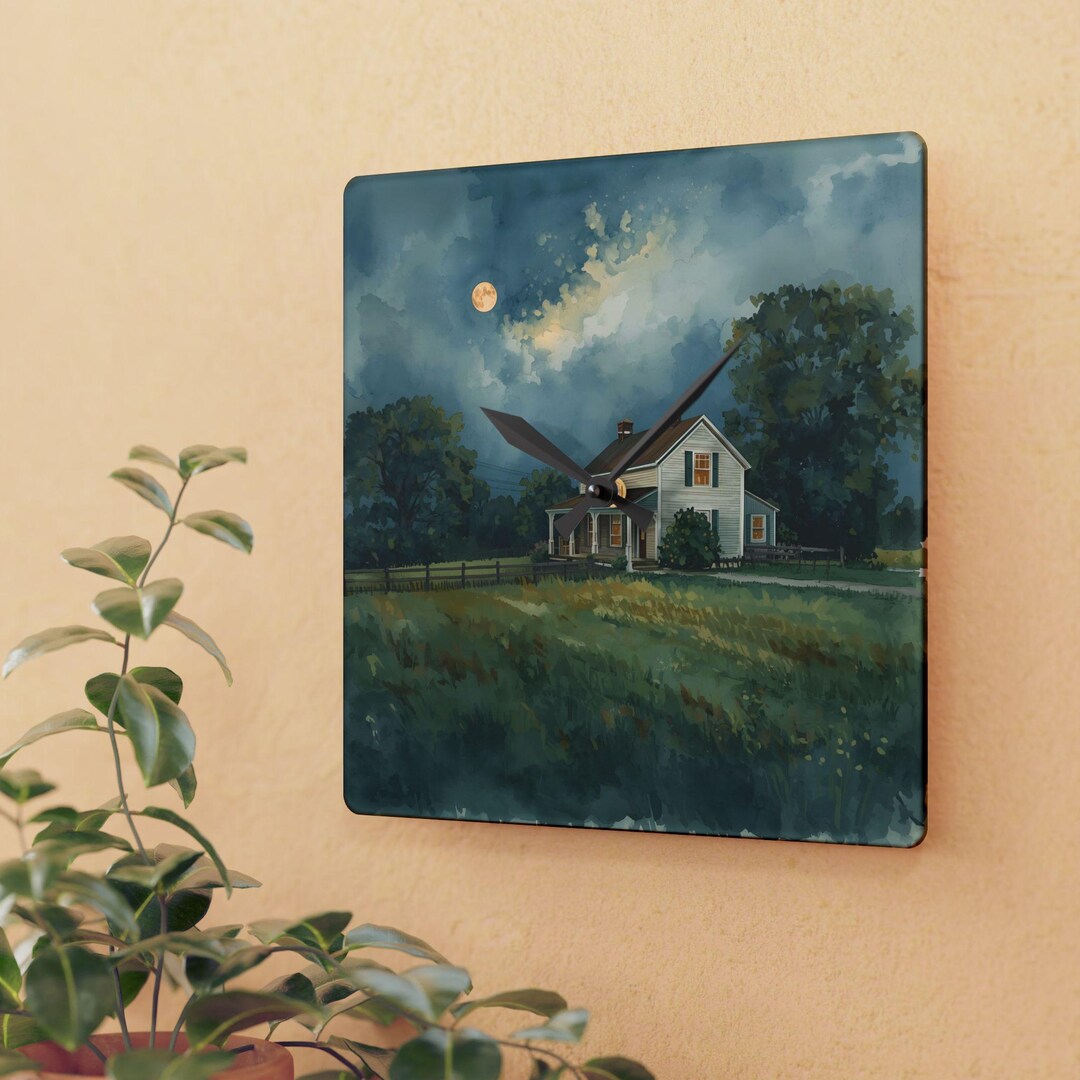 Rustic Farmhouse Moonlit Wall Clock, Country Home Decor - Etsy