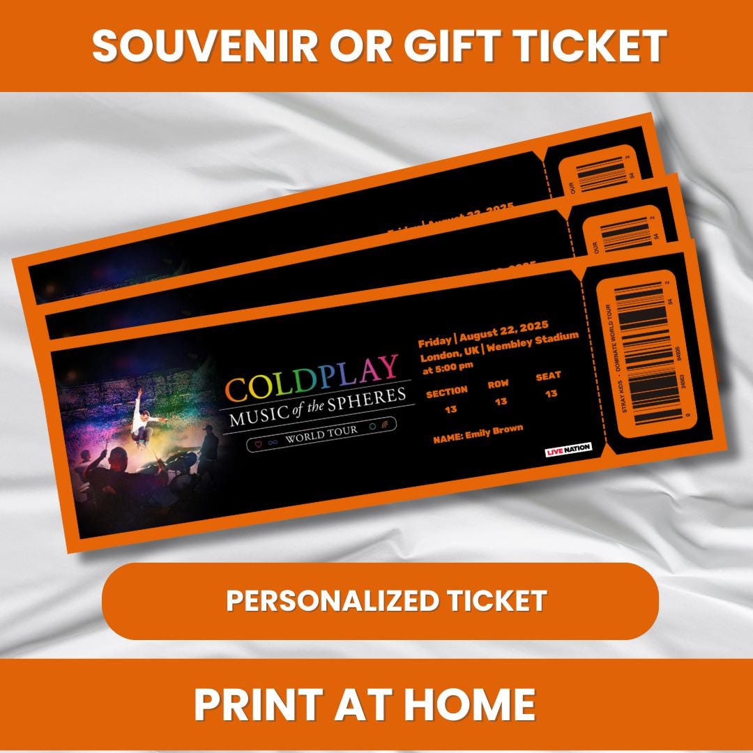 Custom Printable Decorative Coldplay Ticket Concert Ticket/ Coldplay ...