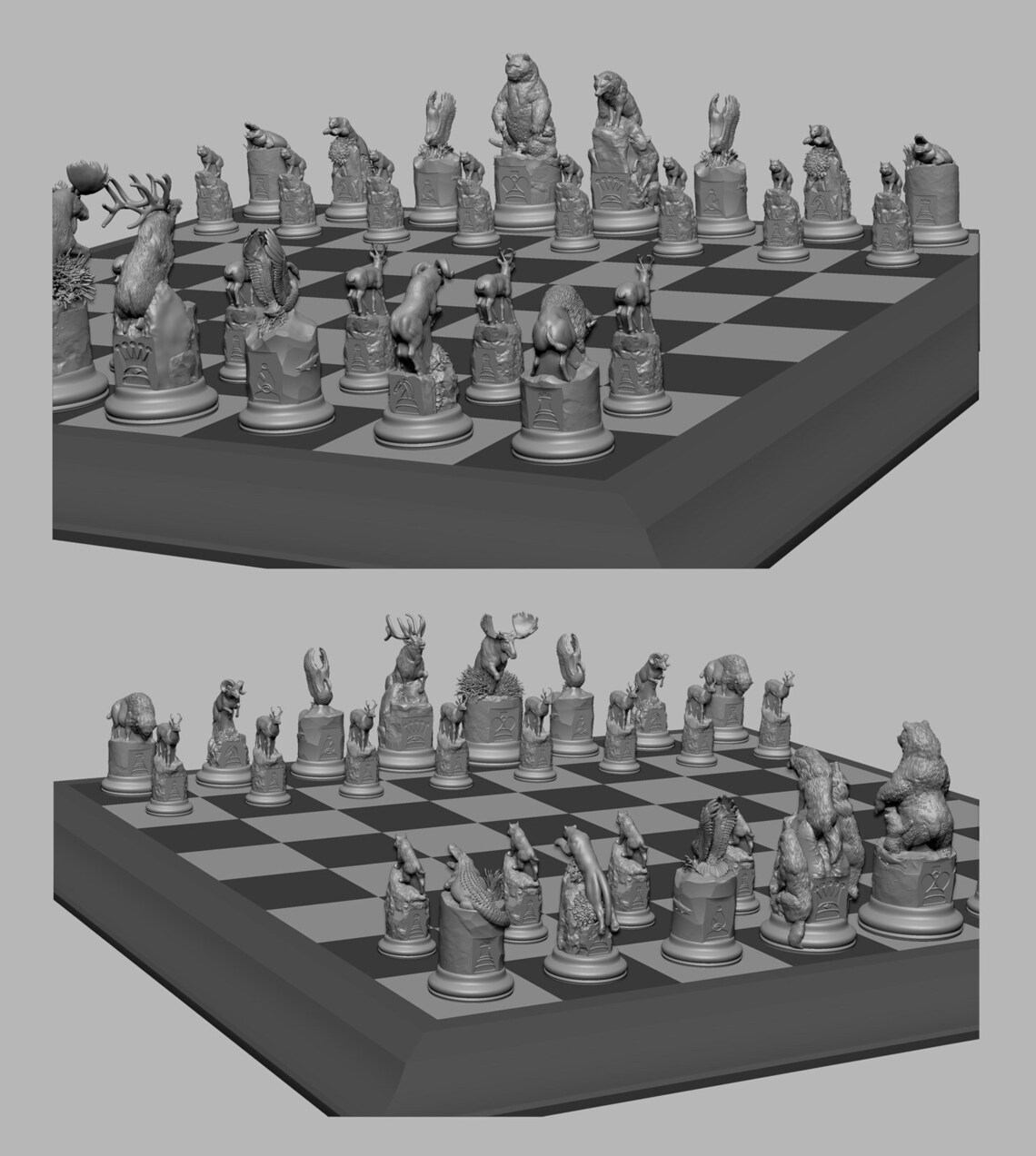 North American Animal-themed Chess Set: STL File for 3D Printing - Etsy