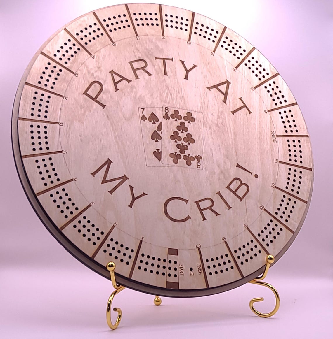 Party at My Crib Cribbage Board, Fun Wall Art Circular Wooden Cribbage ...