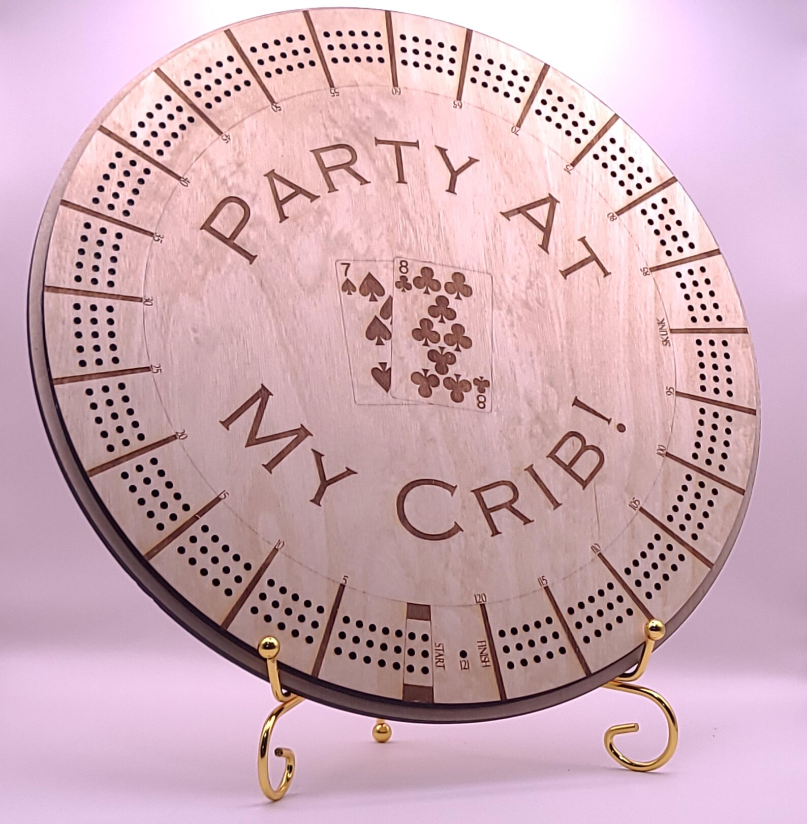 Party at My Crib Cribbage Board, Fun Wall Art Circular Wooden Cribbage ...